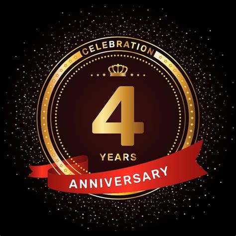 Premium Vector 4th Anniversary Celebration Logo Design With A Golden