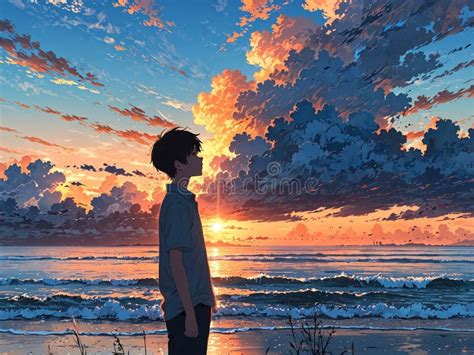 Anime Boy Aesthetic Image Wallpaper Stock Illustration Illustration