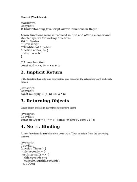 Understanding Javascript Arrow Functions In Depth Pdf