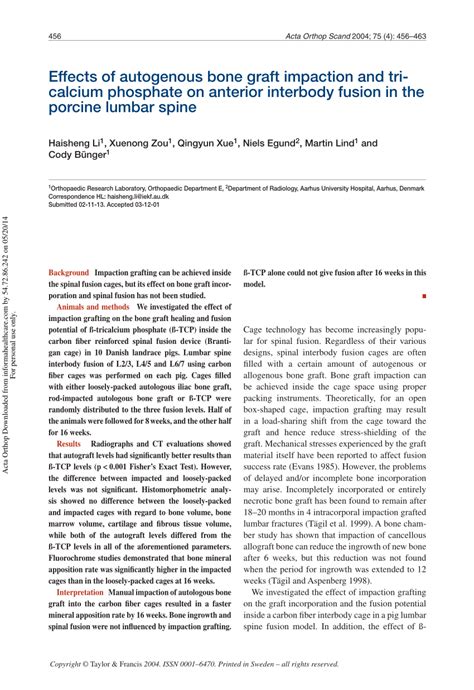 Pdf Effects Of Autogenous Bone Graft Impaction And Tricalcium