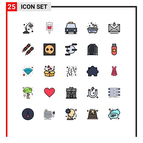 Set Of 25 Modern Ui Icons Symbols Signs For Download Bathing Car Bath Vehicles Editable Vector