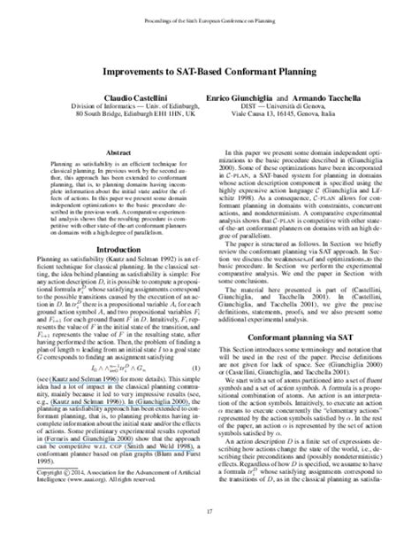pdf improvements to sat based conformant planning