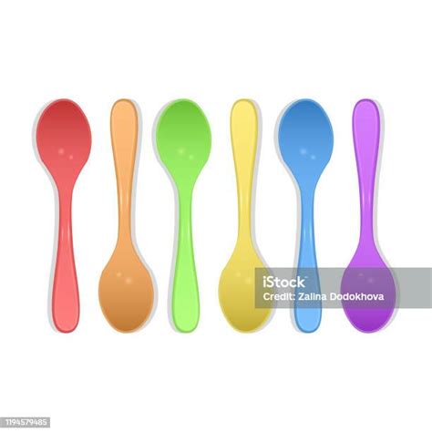 플라스틱 칼 다채로운 숟가락 키즈 음식 3d 현실적인 벡터 아이콘 세트입니다 숟가락에 대한 스톡 벡터 아트 및 기타 이미지 숟가락 벡터 작은 Istock