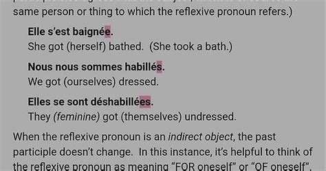 Direct And Indirect Object Reflexive Verb Conjugations In Passé Composé Album On Imgur