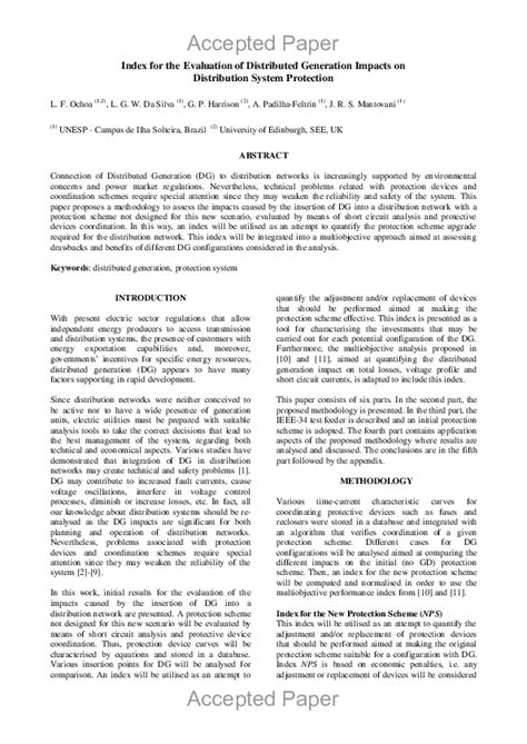 pdf index for the evaluation of distributed generation impacts on