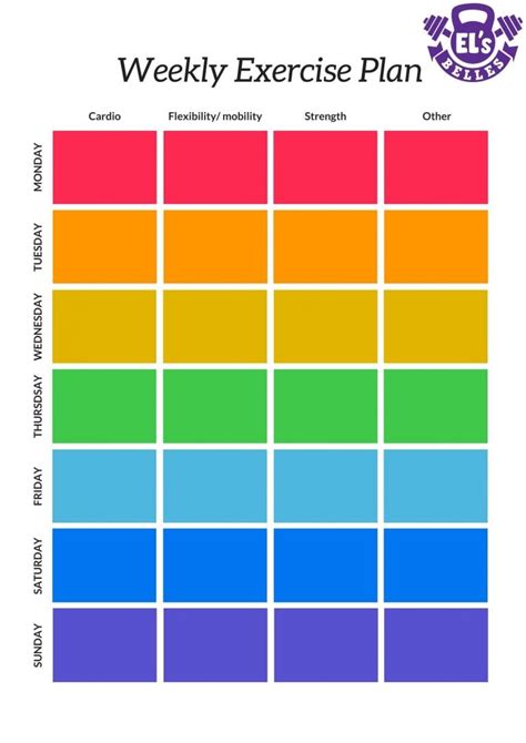 Weekly Exercise Plan El S Belles Fitness