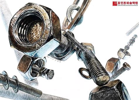 Instagram의 서형우그림모음님 연구작 볼트 너트 와셔 기초디자인 기디 미대입시 미대 미술 디자인 입시 디자인입시 구도 볼트 기초ᄃ