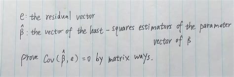 Solved E The Residual Vector β The Vector Of The Least