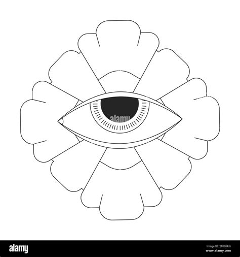 Flowering Plant With Eyeball Black And White 2d Line Cartoon Object Stock Vector Image And Art Alamy