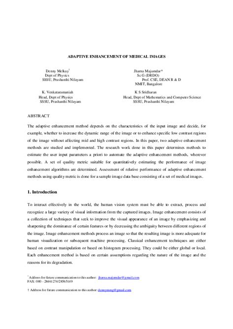 pdf adaptive enhancement of medical images