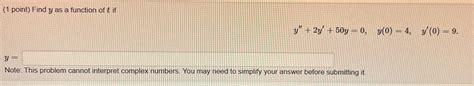 Solved 1 ﻿point ﻿find Y ﻿as A Function Of T