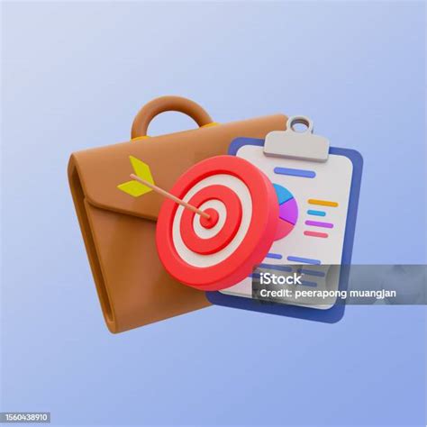 3d 최소 목표 달성 개념입니다 재무 목표 사업 계획 다트판과 클립보드가 있는 브리프케이스 3d 그림입니다 0명에 대한 스톡 사진 및 기타 이미지 Istock