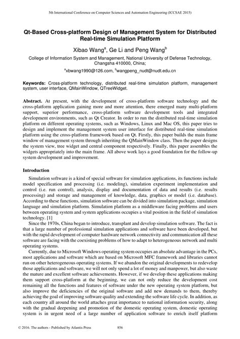 Pdf Qt Based Cross Platform Design Of Management System For Distributed Real Time Simulation