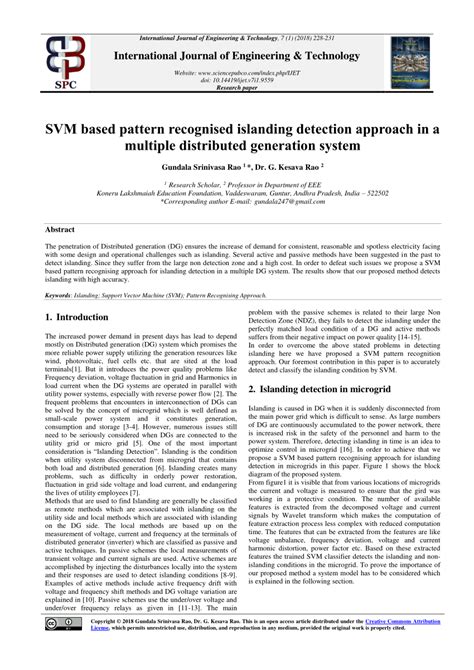 Pdf Svm Based Pattern Recognised Islanding Detection Approach In A Multiple Distributed