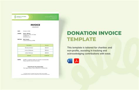 Donation Invoice Template In Word Pdf Download