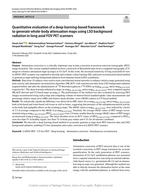 PDF Quantitative Evaluation Of A Deep Learning Based Framework To Generate Whole Body