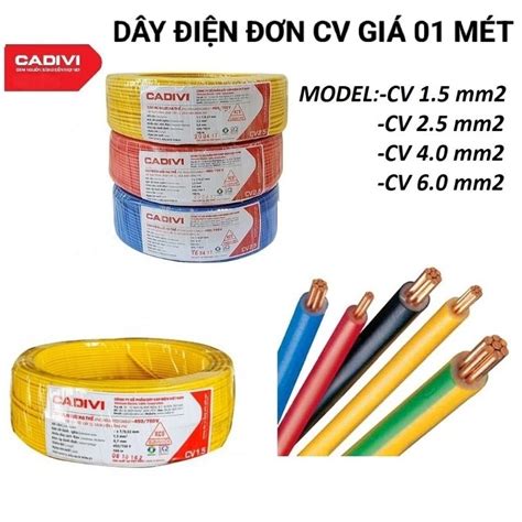Dây Cáp điện đơn Cadivi Cv 1 5 2 0 2 5 3 5 4 0 Kéo Dây Nguồn điện Đồng