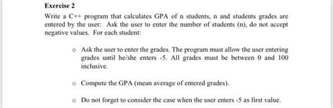 solved exercise 2 write a c program that calculates gpa of