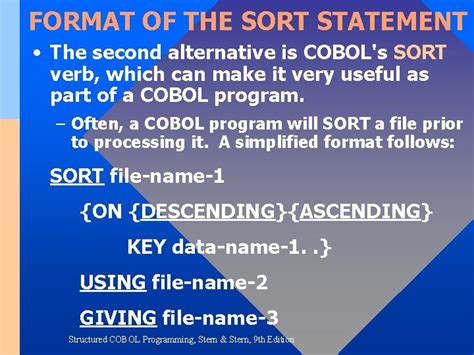 Sorting And Merging Structured Cobol Programming Stern Stern