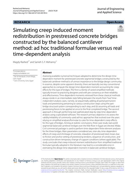 Pdf Simulating Creep Induced Moment Redistribution In Prestressed Concrete Bridges Constructed