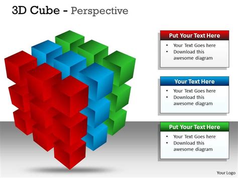 D Cube Perspective Diagram PowerPoint Presentation Slides PPT Slides Graphics Sample
