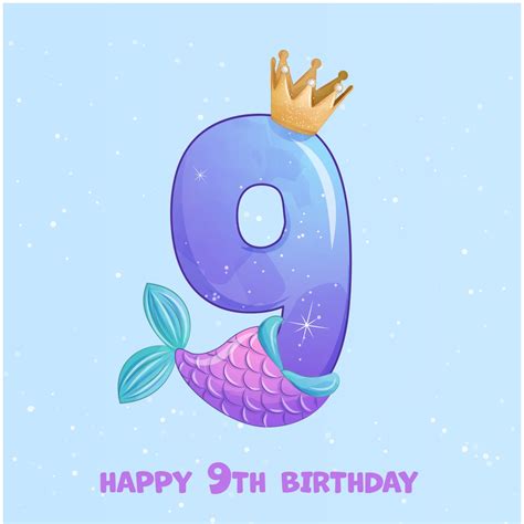 9th Birthday Card For Girl Mermaid Age 9 Heychimp