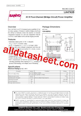 LA4743B Datasheet(PDF) - Sanyo Semicon Device