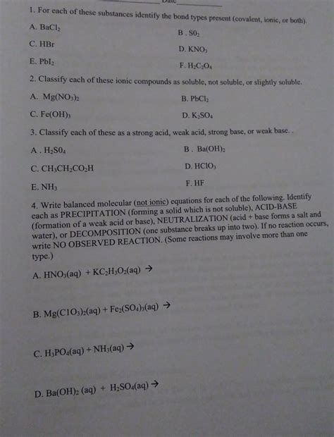 Solved Write Correct Balanced Net Ionic Equations For The