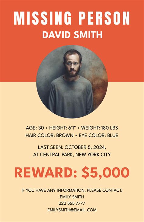 Free Missing Person Poster Template To Edit Online
