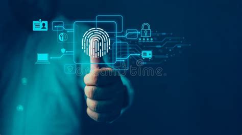 Businessman Scan Fingerprint Biometric Identity And Approval Stock Illustration Illustration