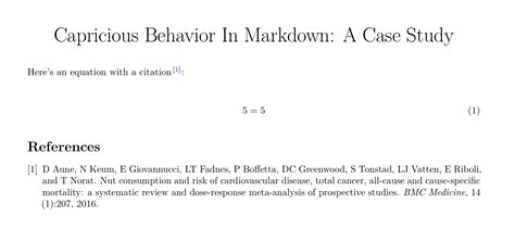 r equations and references lost when knitting rmarkdown document as
