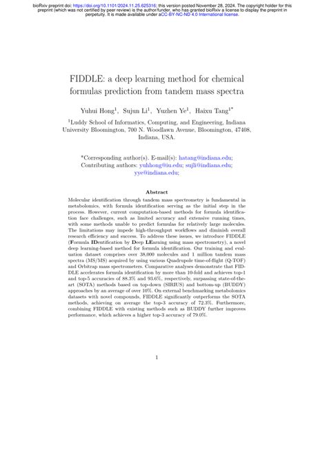 Pdf Fiddle A Deep Learning Method For Chemical Formulas Prediction From Tandem Mass Spectra