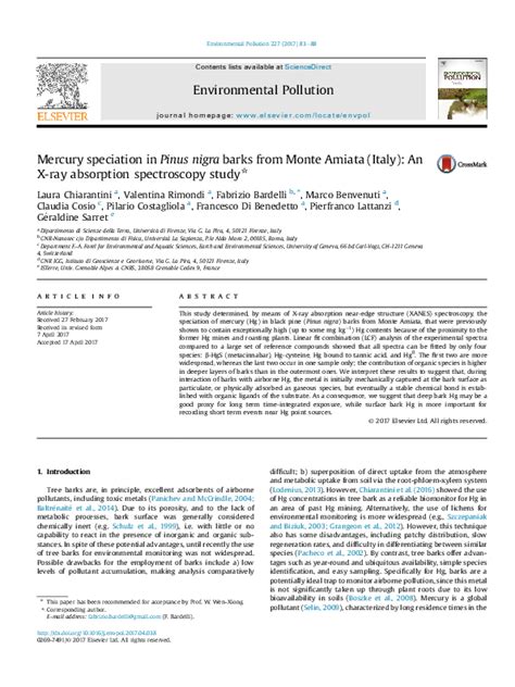 Pdf Mercury Speciation In Pinus Nigra Barks From Monte Amiata Italy New Insights From Hr