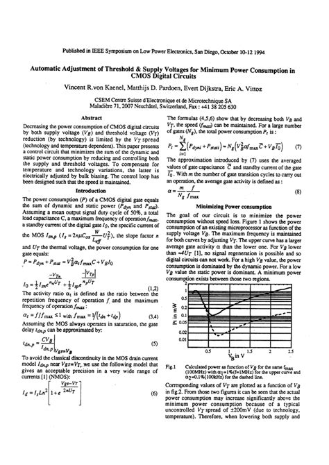 Pdf Automatic Adjustment Of Threshold And Supply Voltages For Minimum Power Consumption In