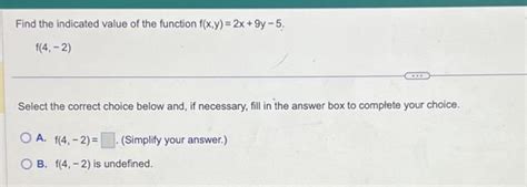 Solved Find The Indicated Value Of The Function Chegg