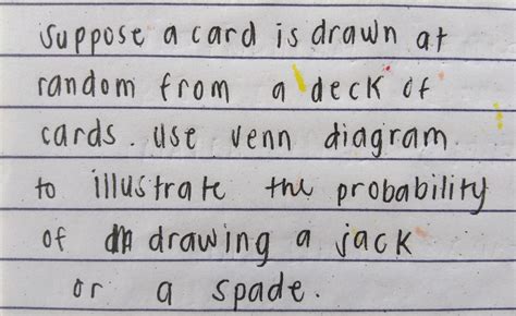 Solved Suppose A Card Is Drawn At Random From A Deck Of Cards Use Venn Diagram To Illustrake
