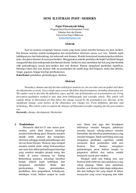 Pdf Seni Ilustrasi Post Modern Fajar Firmansyah Ishaq