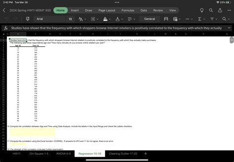 solved 11 ﻿compute the correlation using the excel function