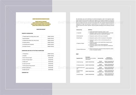 Inspection Report Template In Word Apple Pages