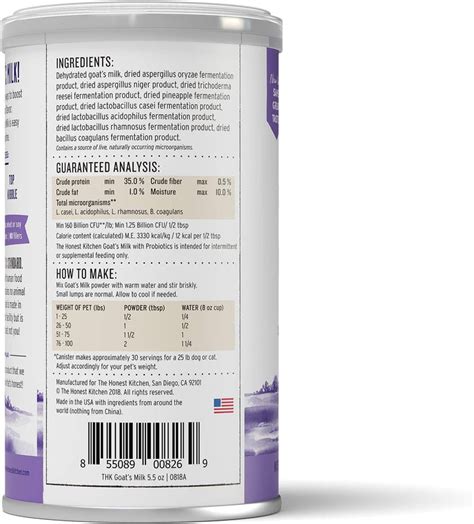 The Honest Kitchen Instant Goats Milk With Probiotics For Dogs And Ca