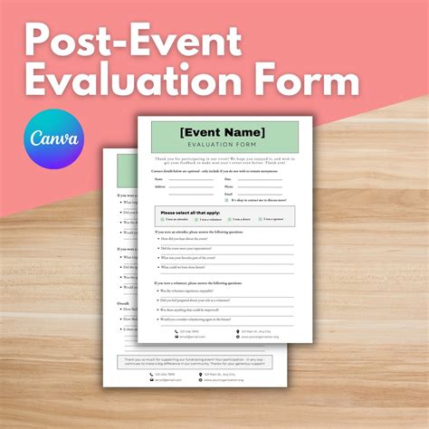 Post Event Evaluation Form Template Participant Evaluation Form Volunteer Evaluation Sponsor