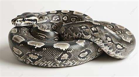 scaled burmese python with patterned skin coiled up background python