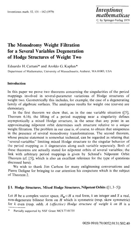 Pdf The Monodromy Weight Filtration For A Several Variables Degeneration Of Hodge Structures