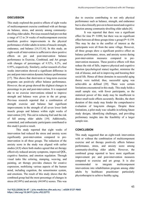 The Effectiveness Of Multicomponent Exercise Combined With Art Therapy On Balance Stress And