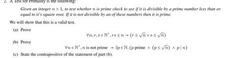 Solved 2 A Test For Primality Is The Following Given An
