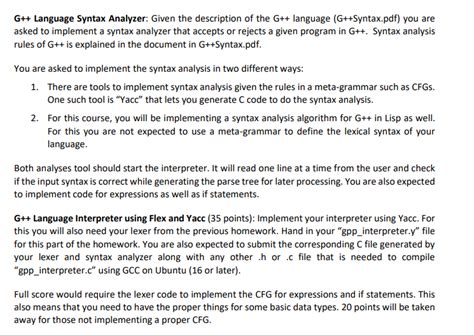 Solved G Language Syntax Analyzer Given The Description