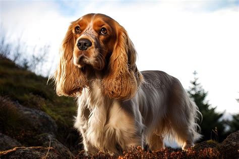 Portrait Of A American Cocker Spaniel On A Nature Close Up Photo Ai Generative Art Stock
