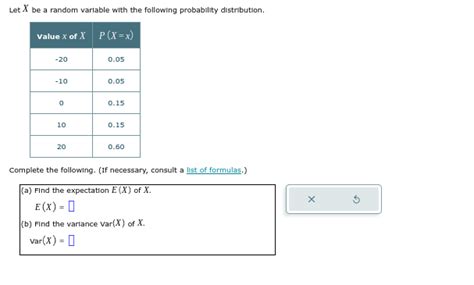 Solved Let X Be A Random Varlable With The Following