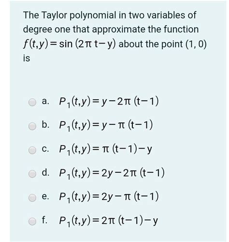 solved the taylor polynomial in two variables of degree one