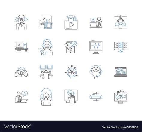 cognitive algorithms line icons collection vector image
